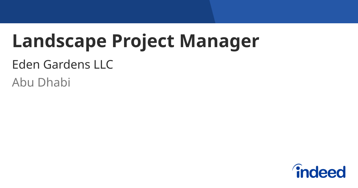 Landscape Project Manager - Abu Dhabi - Indeed.com