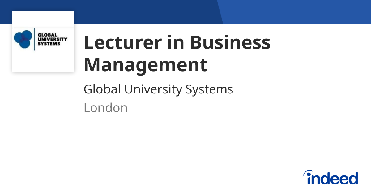 Lecturer in Business Management - London EC3N 4DX - Indeed.com