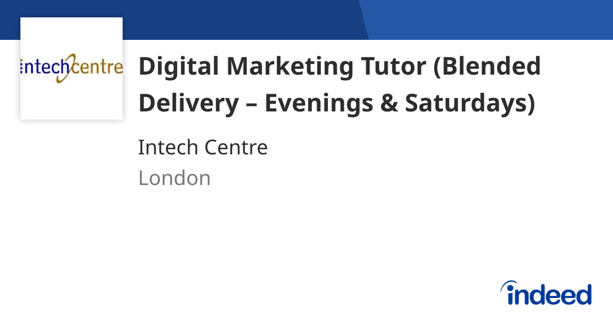 Digital Marketing Tutor (Blended Delivery – Evenings & Saturdays ...