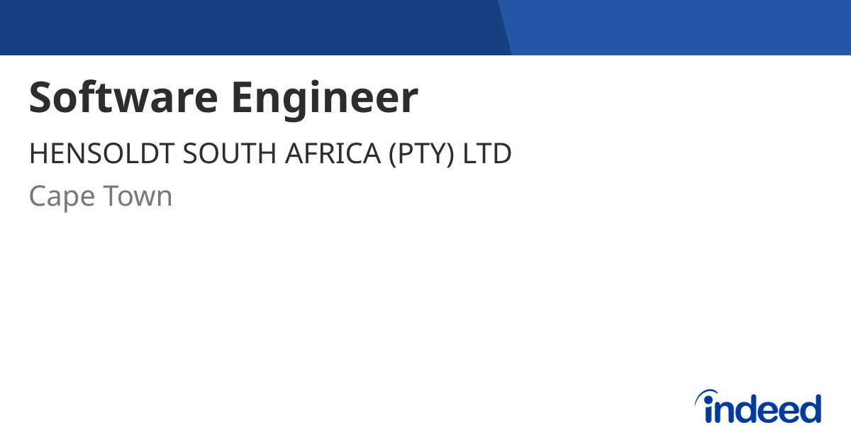 Software Engineer - Cape Town, Western Cape - Indeed.com