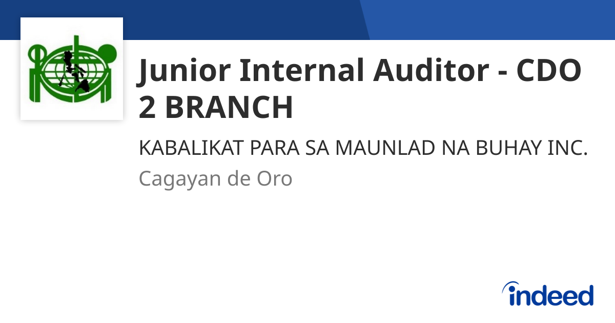 Junior Internal Auditor - CDO 2 BRANCH - Cagayan de Oro - Indeed.com