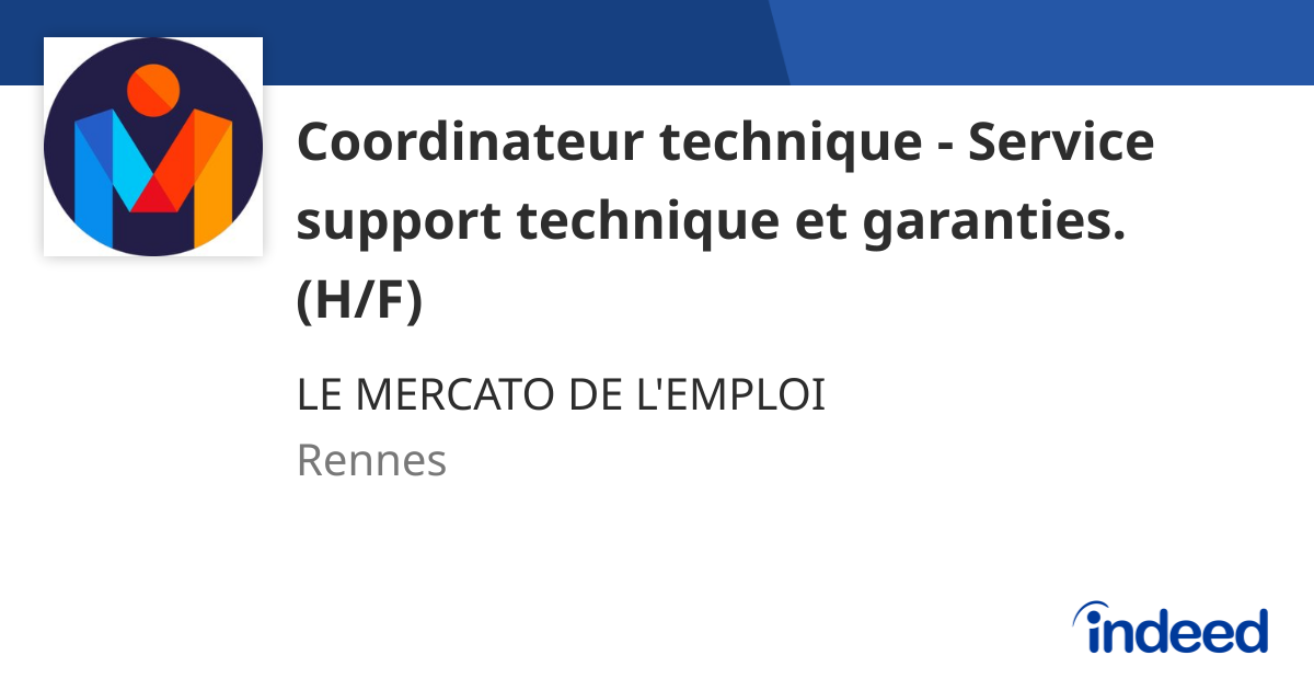 Coordinateur technique - Service support technique et garanties. (H/F ...