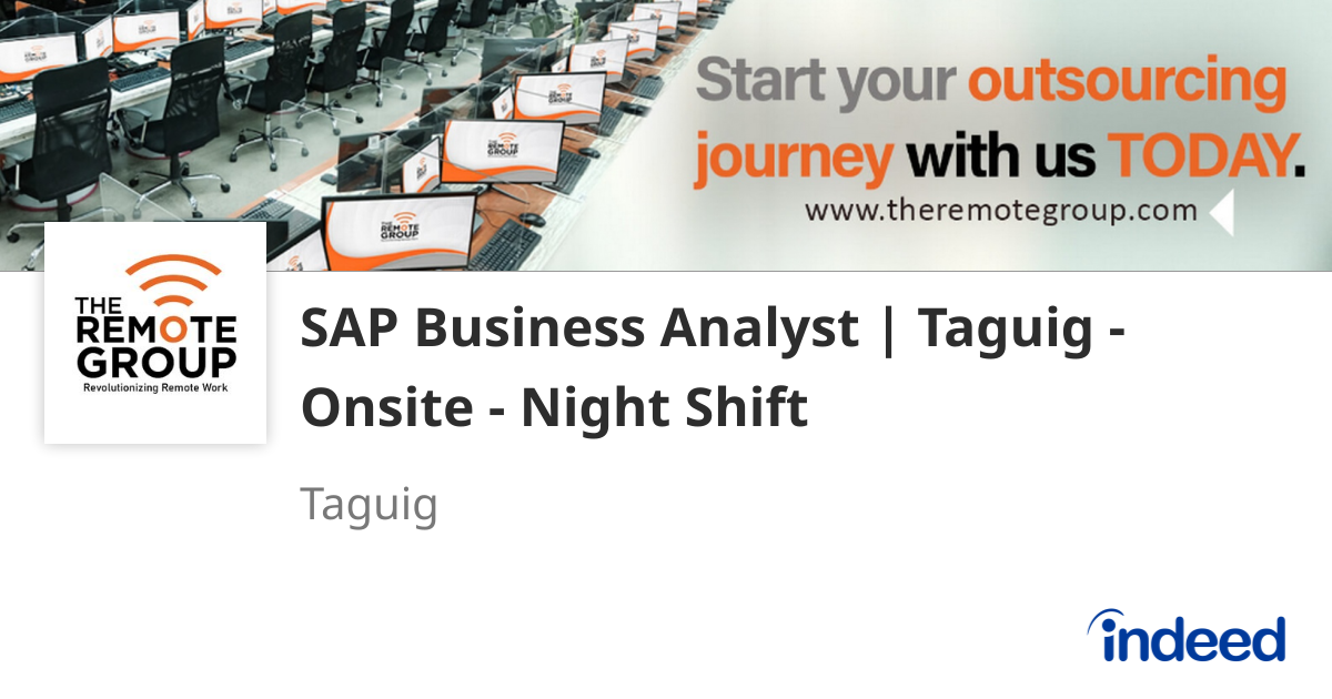 SAP Business Analyst | Taguig - Onsite - Night Shift - Taguig - Indeed.com
