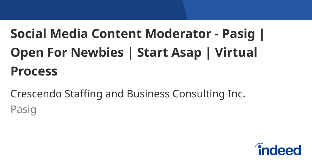 Social Media Content Moderator - Pasig | Open For Newbies | Start Asap ...