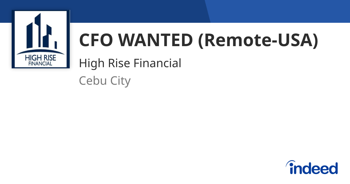 CFO WANTED (Remote-USA) - Cebu City - Indeed.com