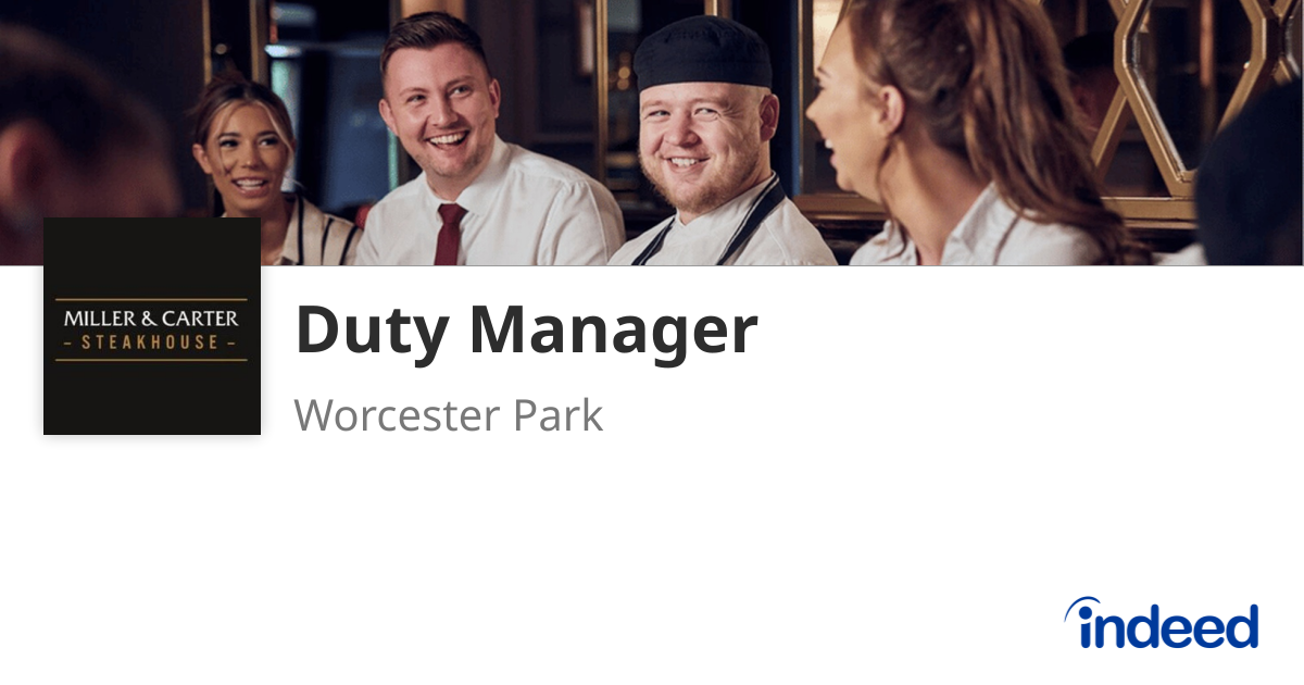 Duty Manager - Worcester Park KT4 7RD - Indeed.com