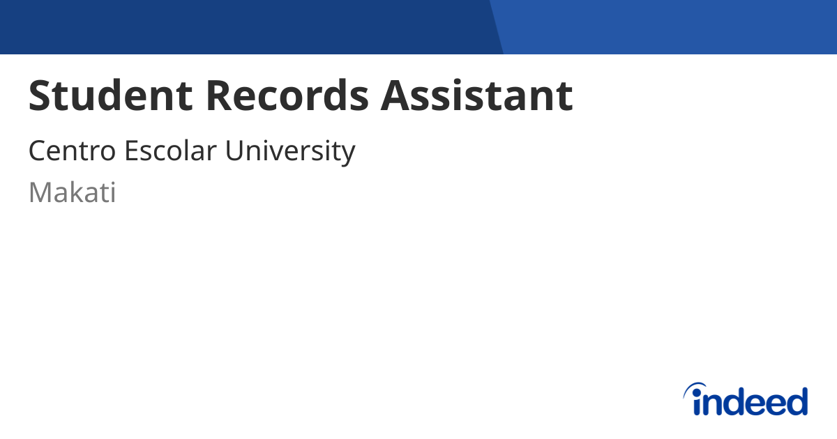 Student Records Assistant - Makati - Indeed.com