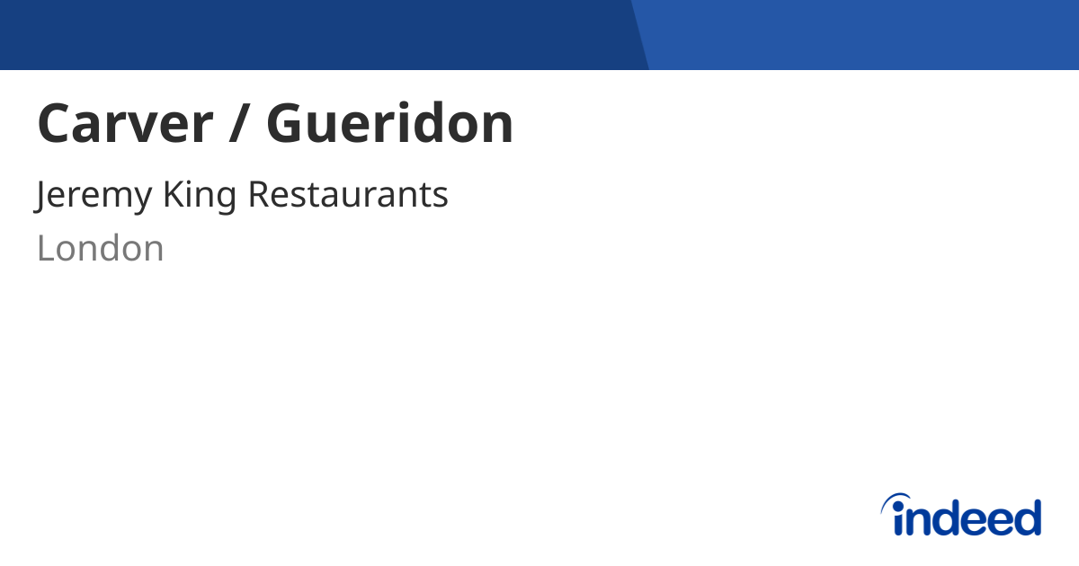 Carver / Gueridon - London - Indeed.com