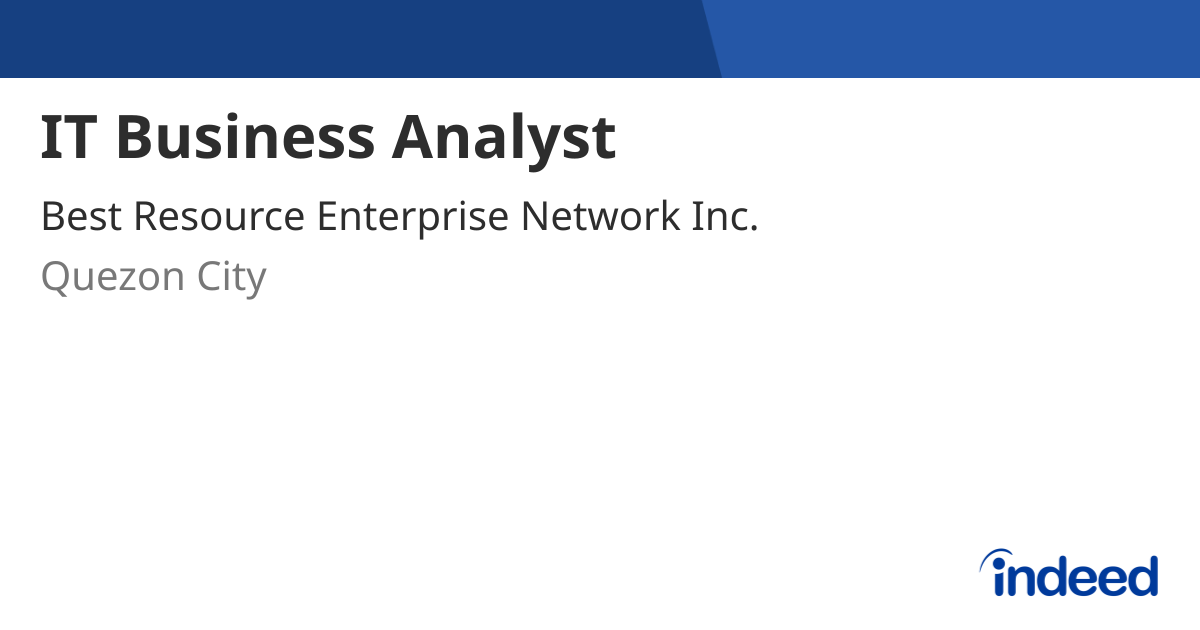 IT Business Analyst - Quezon City - Indeed.com