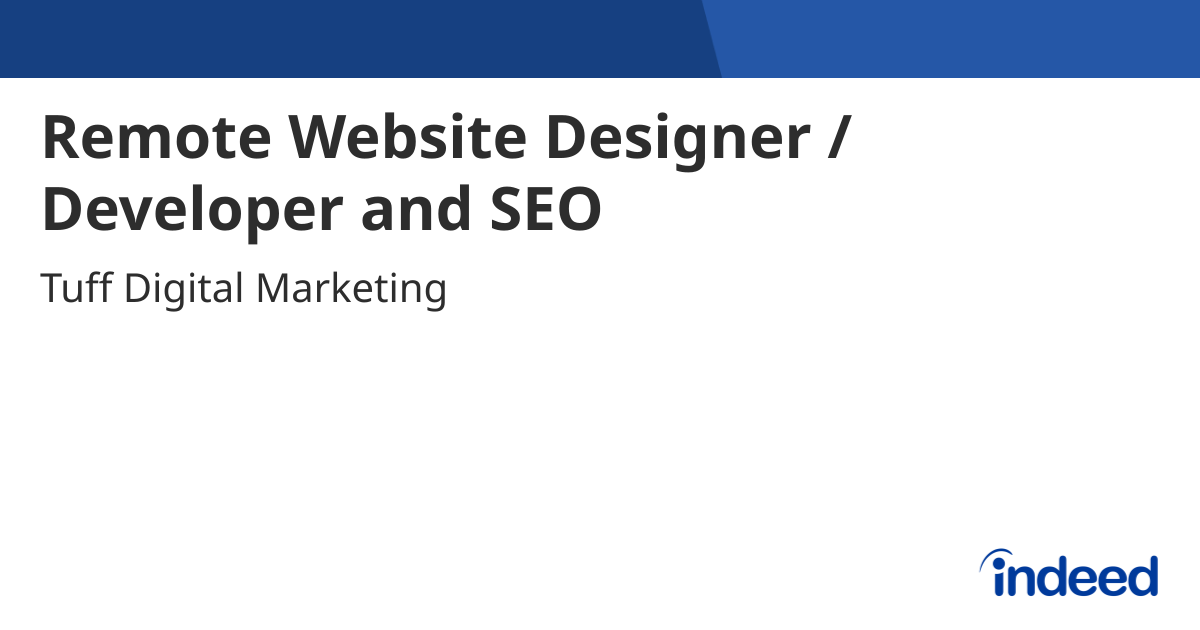 Remote Website Designer / Developer and SEO - Pakistan - Indeed.com