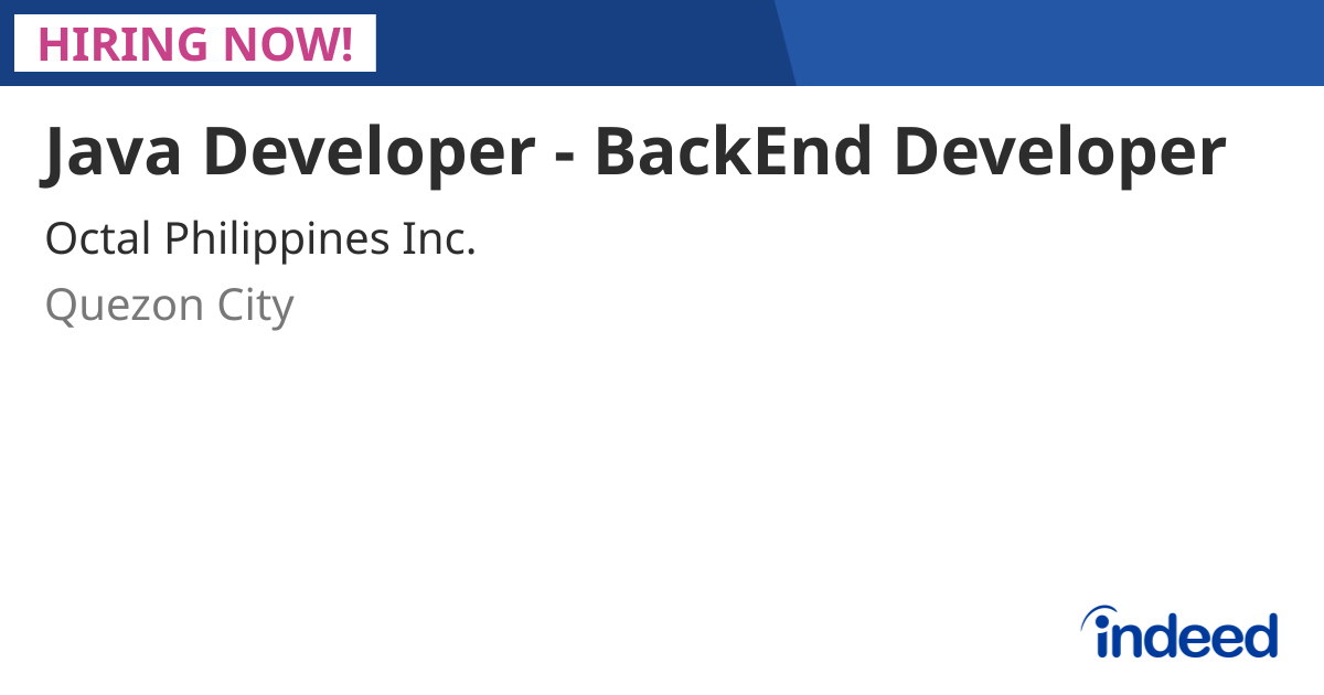 Java Developer - BackEnd Developer - Quezon City - Indeed.com