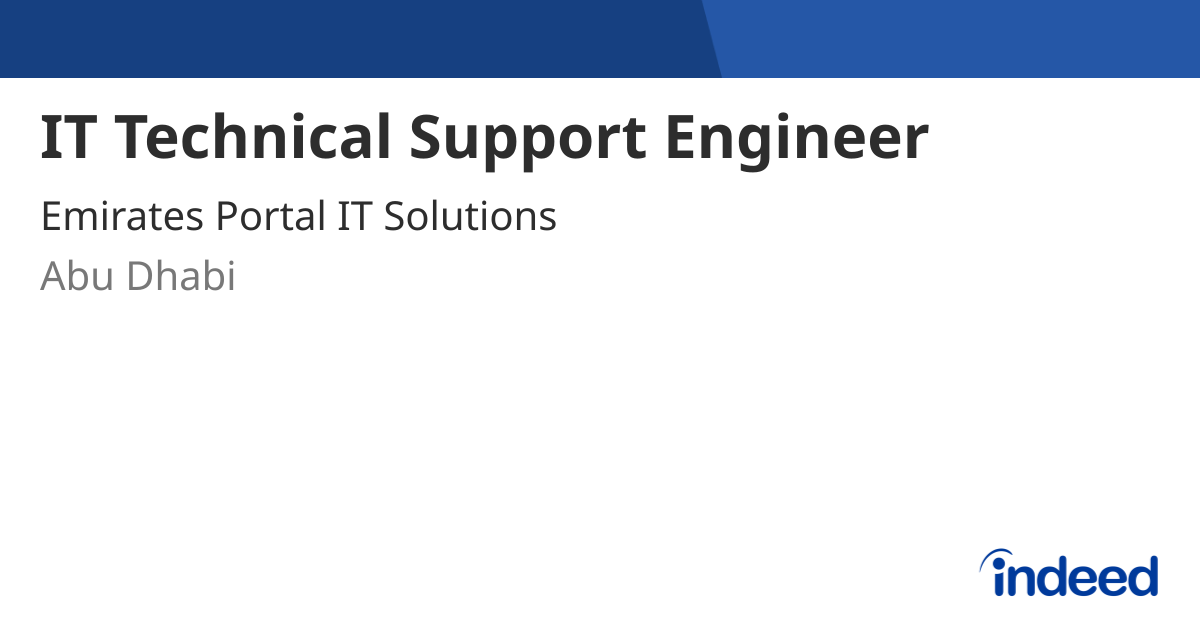 IT Technical Support Engineer - Abu Dhabi - Indeed.com