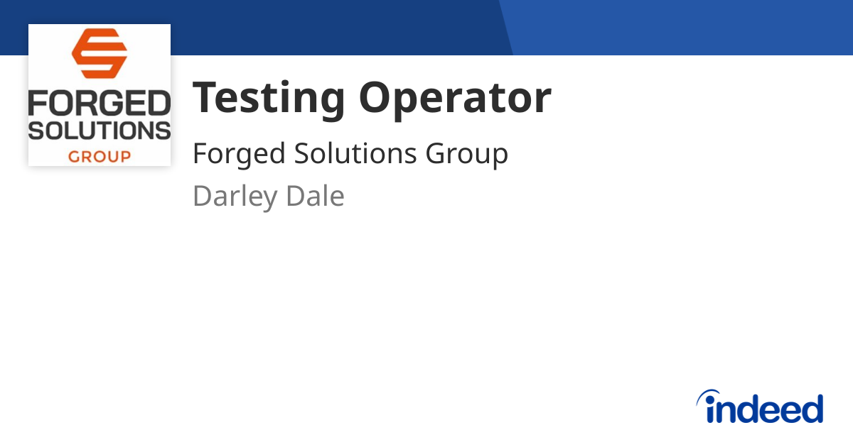 Testing Operator - Darley Dale - Indeed.com