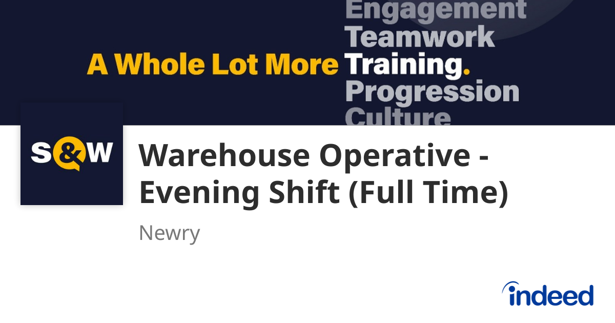 Warehouse Operative - Evening Shift (Full Time) - Newry BT35 6QH ...