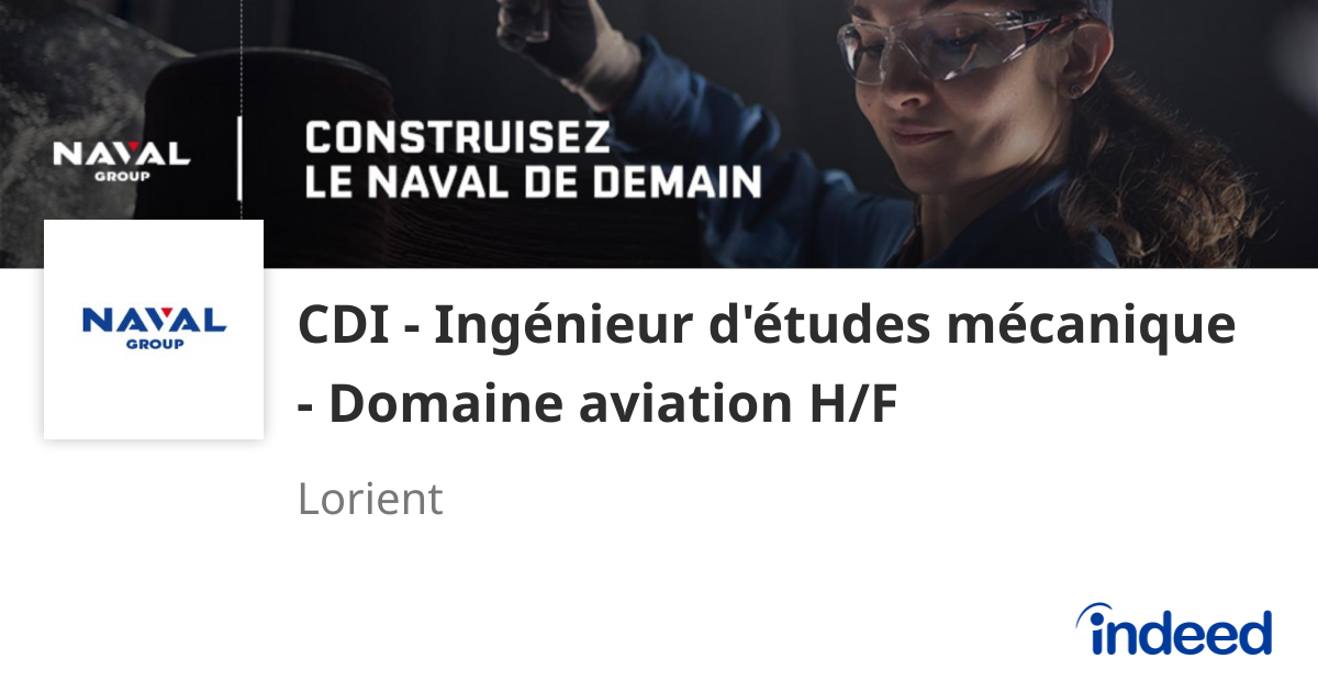 CDI - Ingénieur d'études mécanique - Domaine aviation H/F - Lorient (56 ...