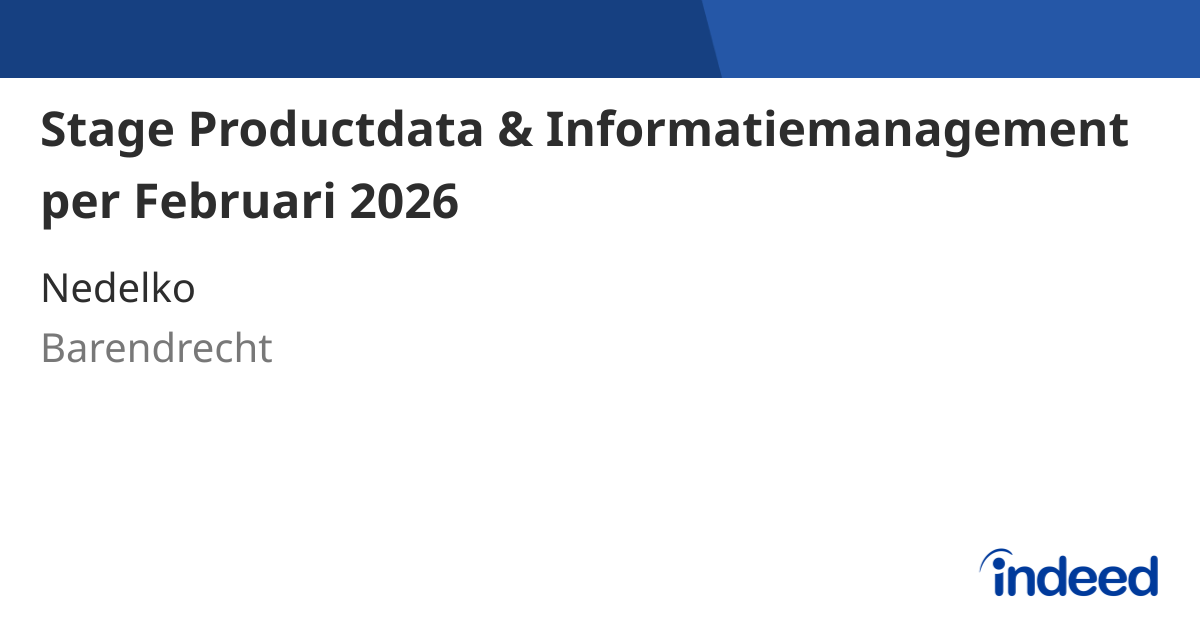 Stage Productdata & Informatiemanagement per Februari 2026 ...