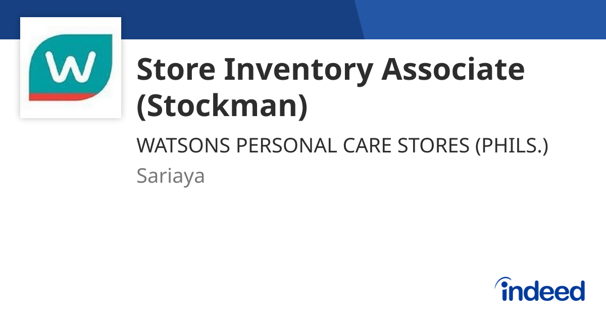 Store Inventory Associate (Stockman) - Sariaya 4322 04A - Indeed.com