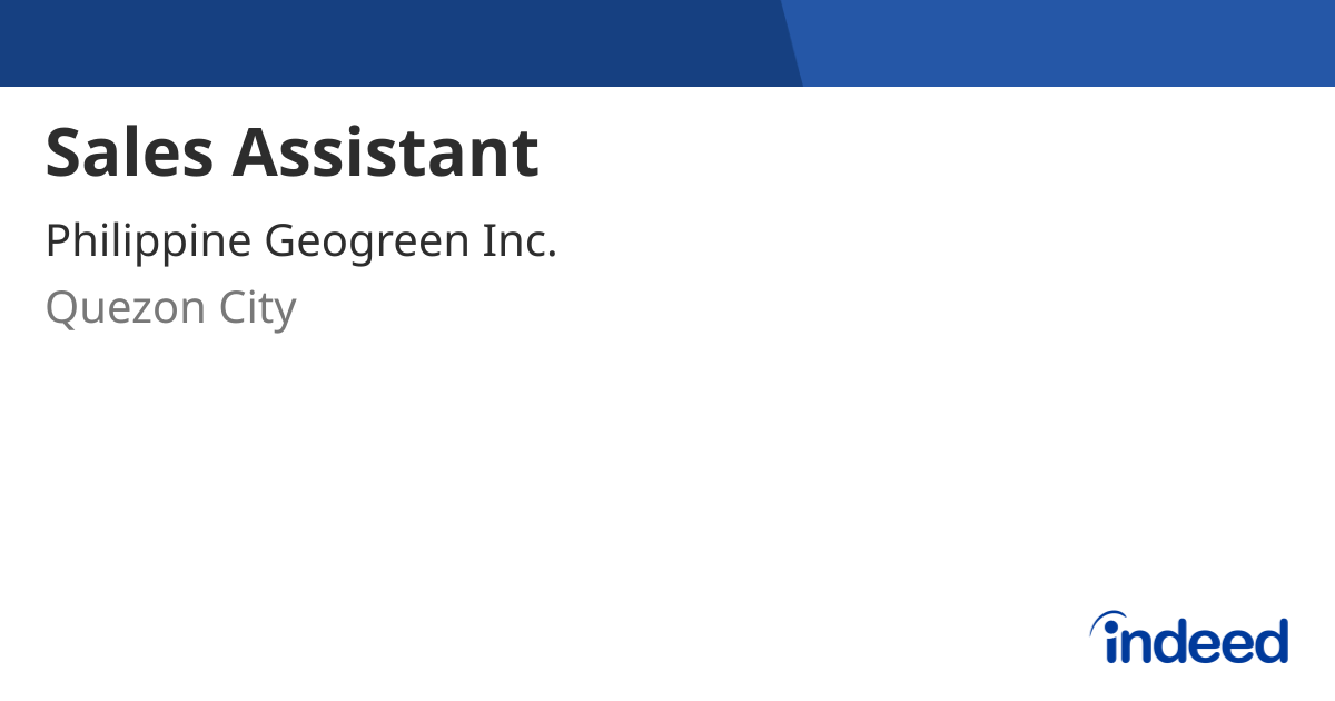 Sales Assistant - Quezon City - Indeed.com