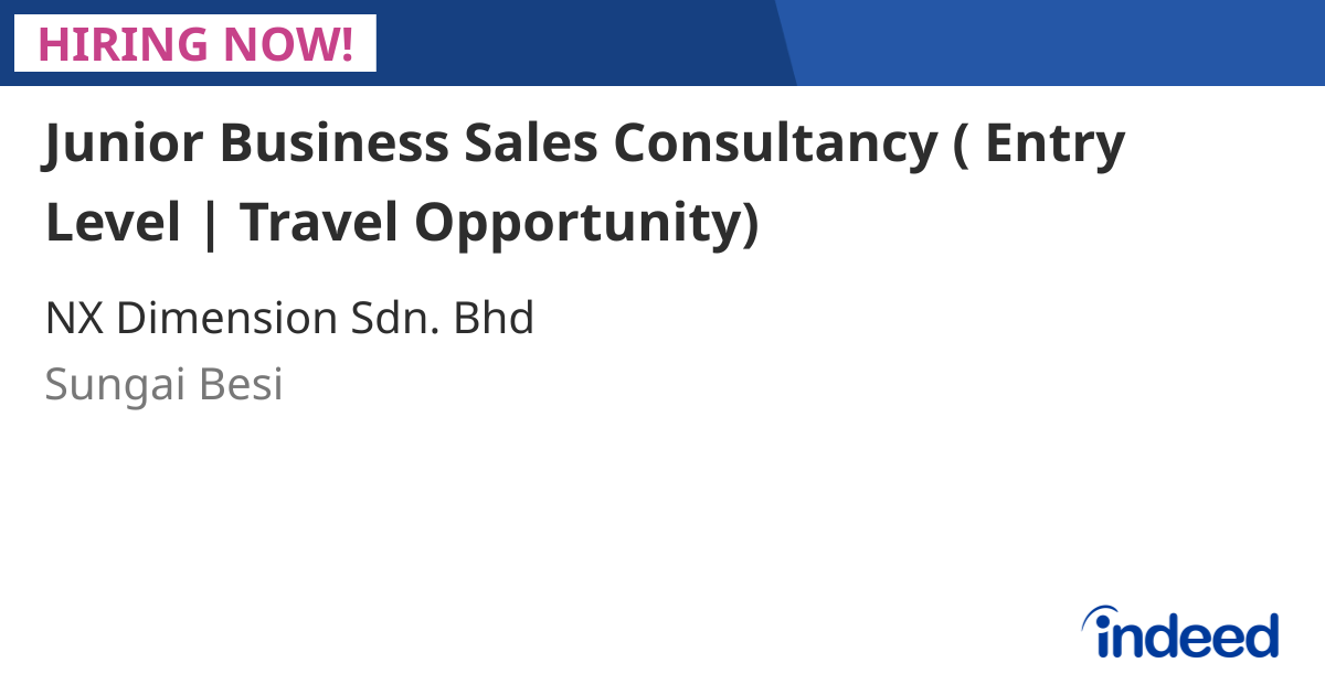 Junior Business Sales Consultancy ( Entry Level | Travel Opportunity ...