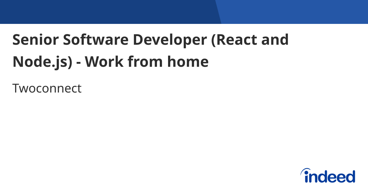 Senior Software Developer (React and Node.js) - Work from home - National Capital Region ...