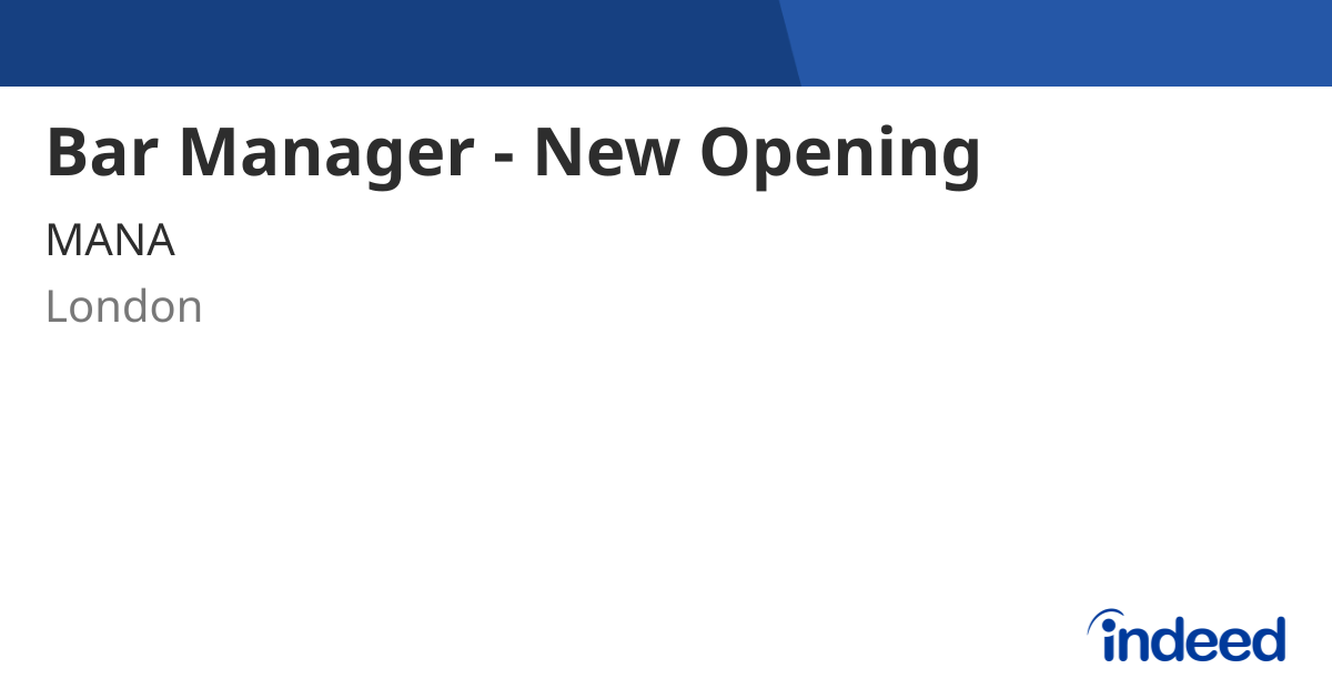 Bar Manager - New Opening - London W1K - Indeed.com