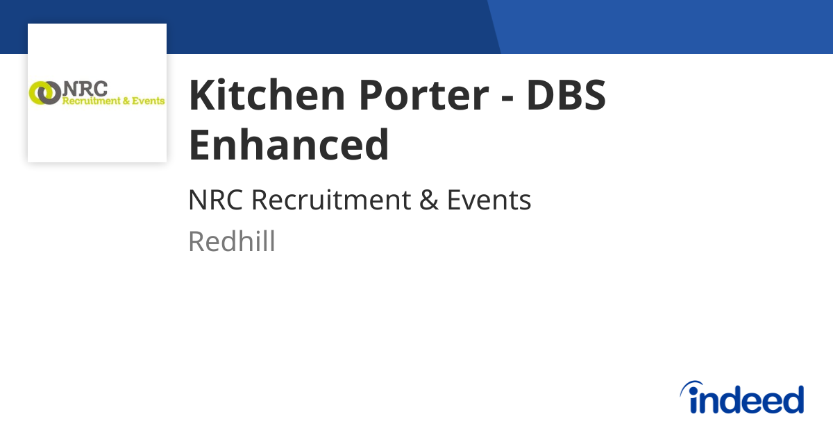 Kitchen Porter - DBS Enhanced - Redhill - Indeed.com