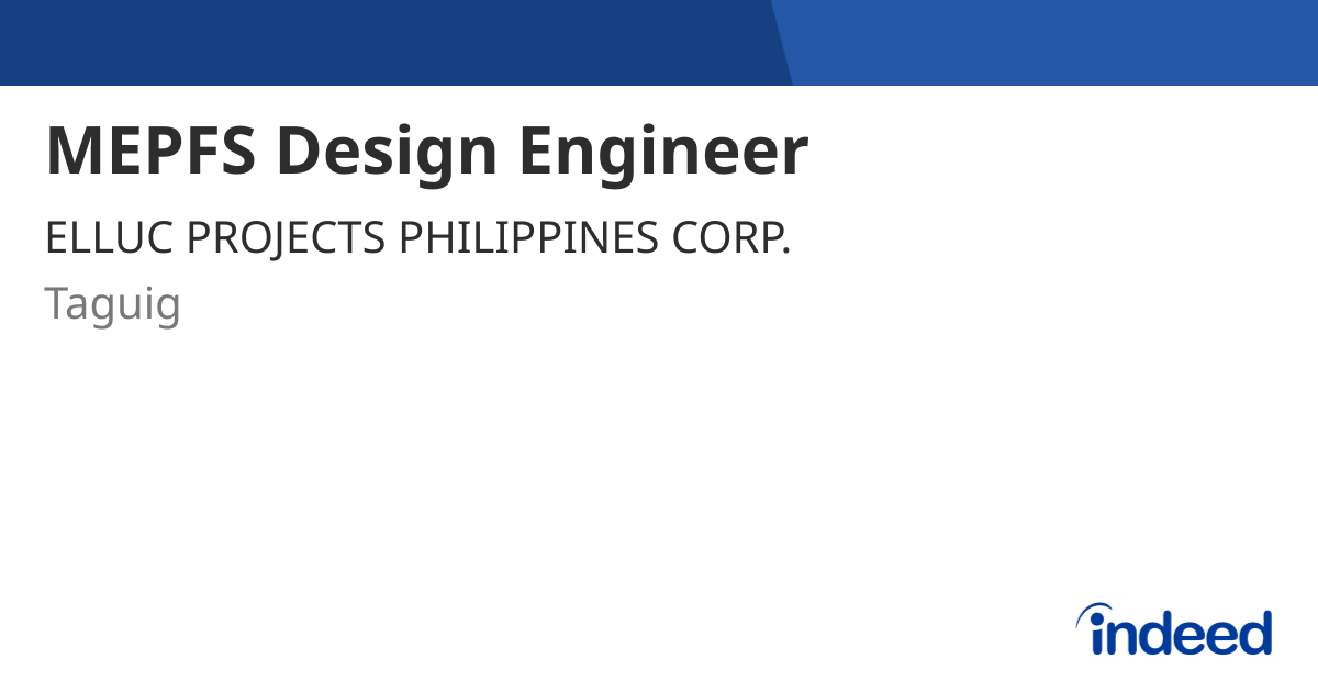 MEPFS Design Engineer - Taguig - Indeed.com