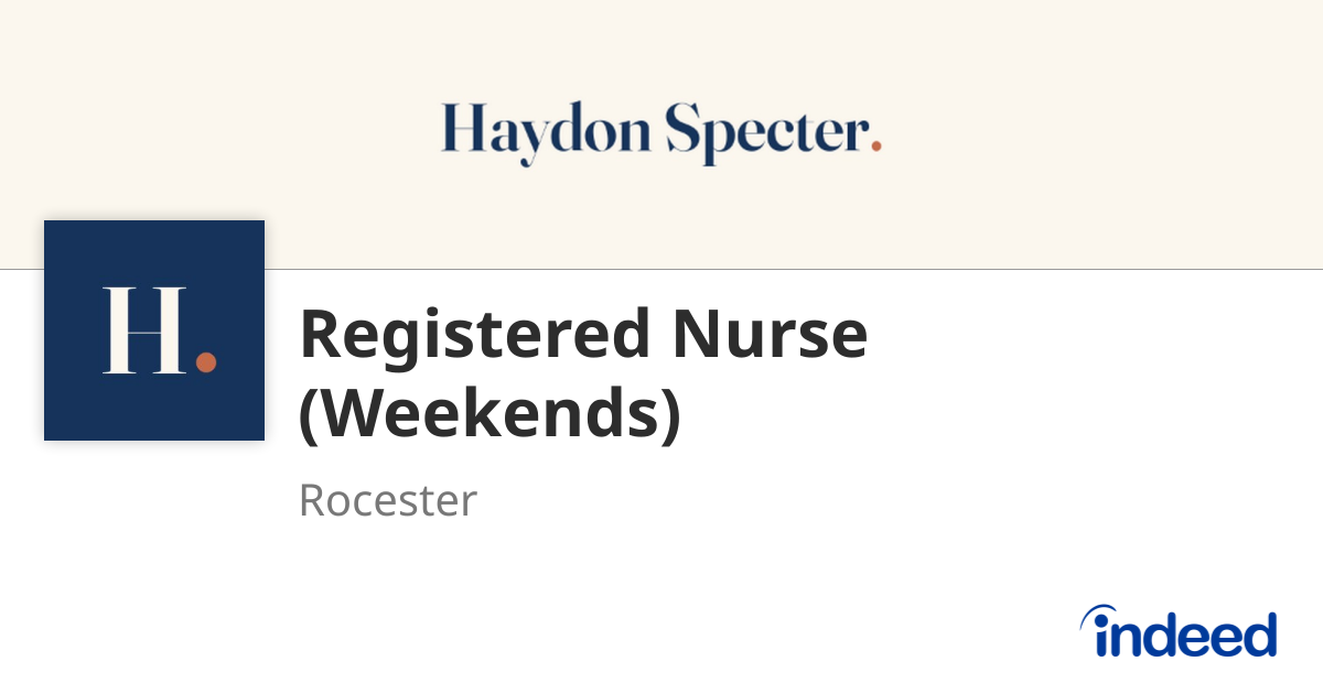 Registered Nurse (Weekends) - Rocester - Indeed.com