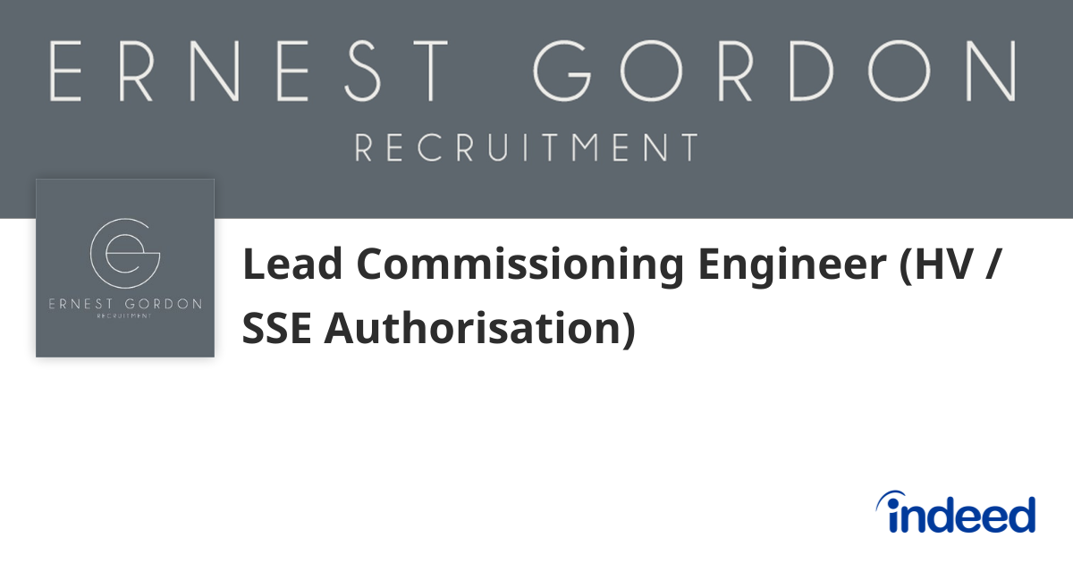 Lead Commissioning Engineer (HV / SSE Authorisation) - Aberdeenshire ...