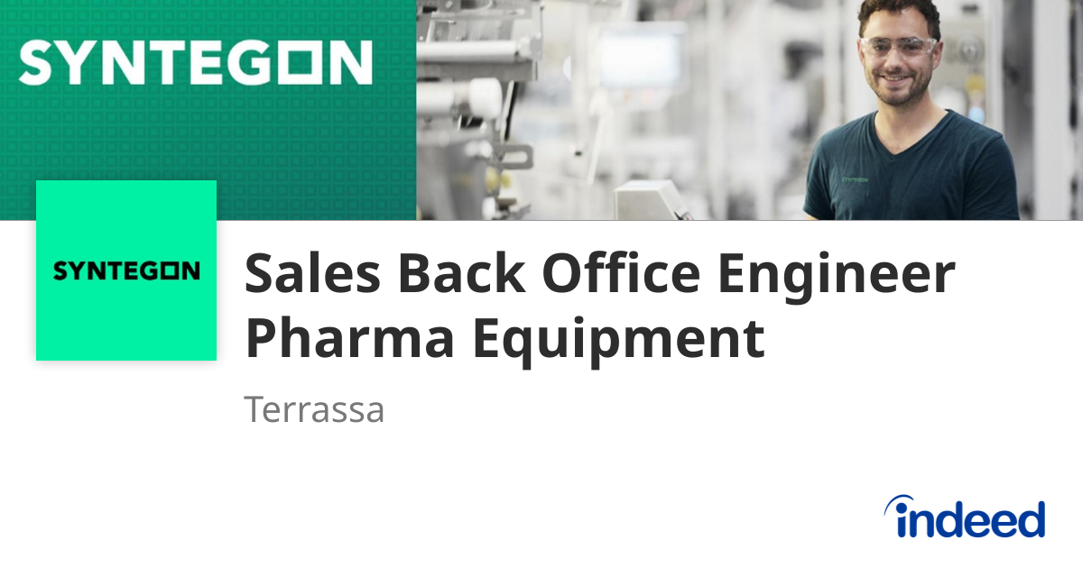 Sales Back Office Engineer Pharma Equipment - 08227 Terrassa, Barcelona ...