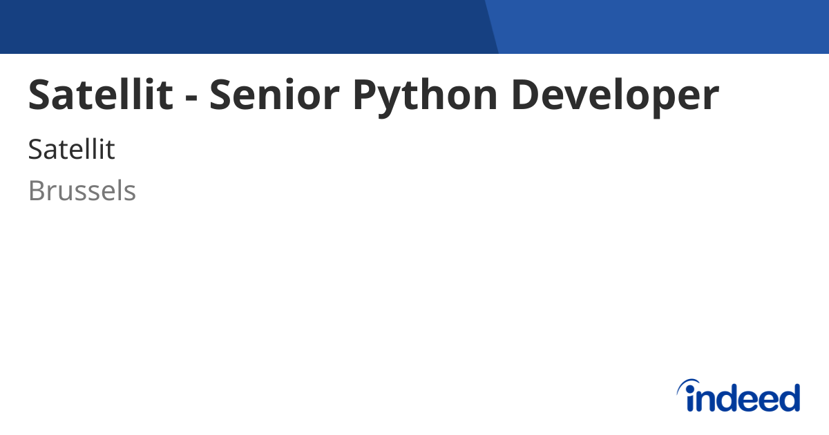 Satellit - Senior Python Developer - Brussel - Indeed.com
