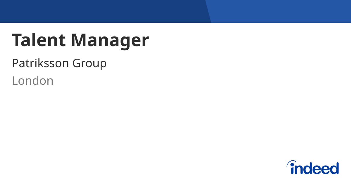 Talent Manager - London EC1N 8TN - Indeed.com