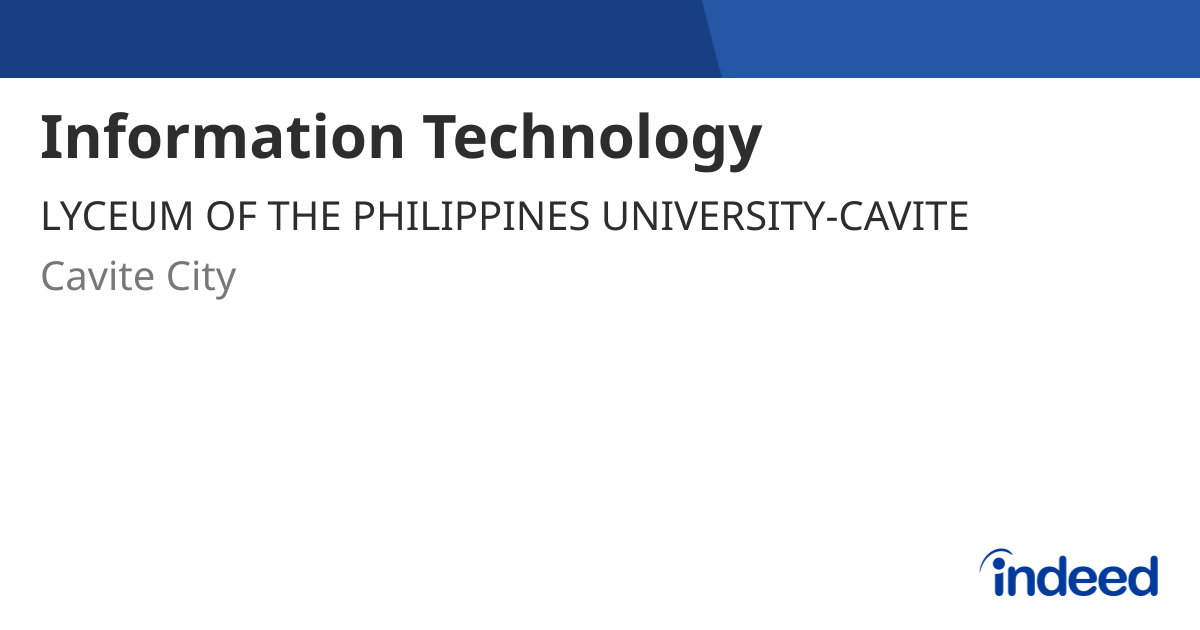 Information Technology - Cavite City - Indeed.com