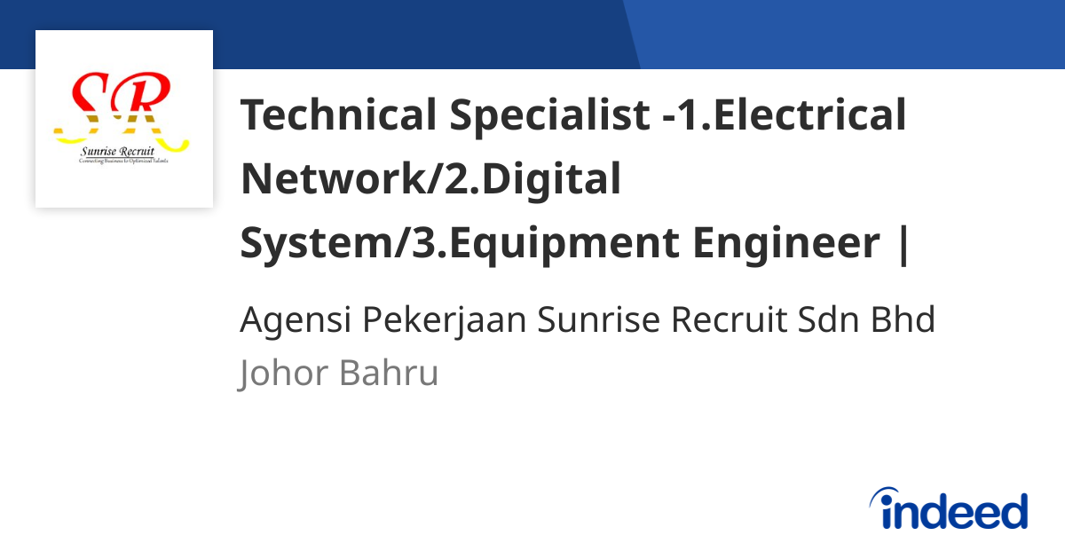 Technical Specialist -1.Electrical Network/2.Digital System/3.Equipment Engineer | Singapore ...