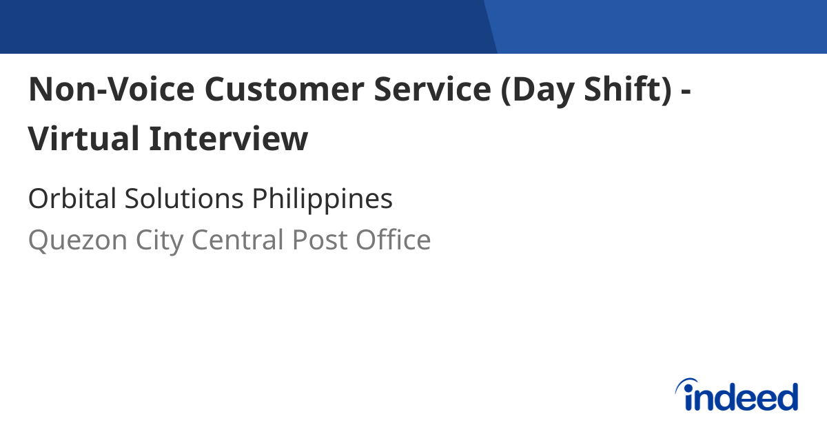 Non-Voice Customer Service (Day Shift) - Virtual Interview - Quezon ...