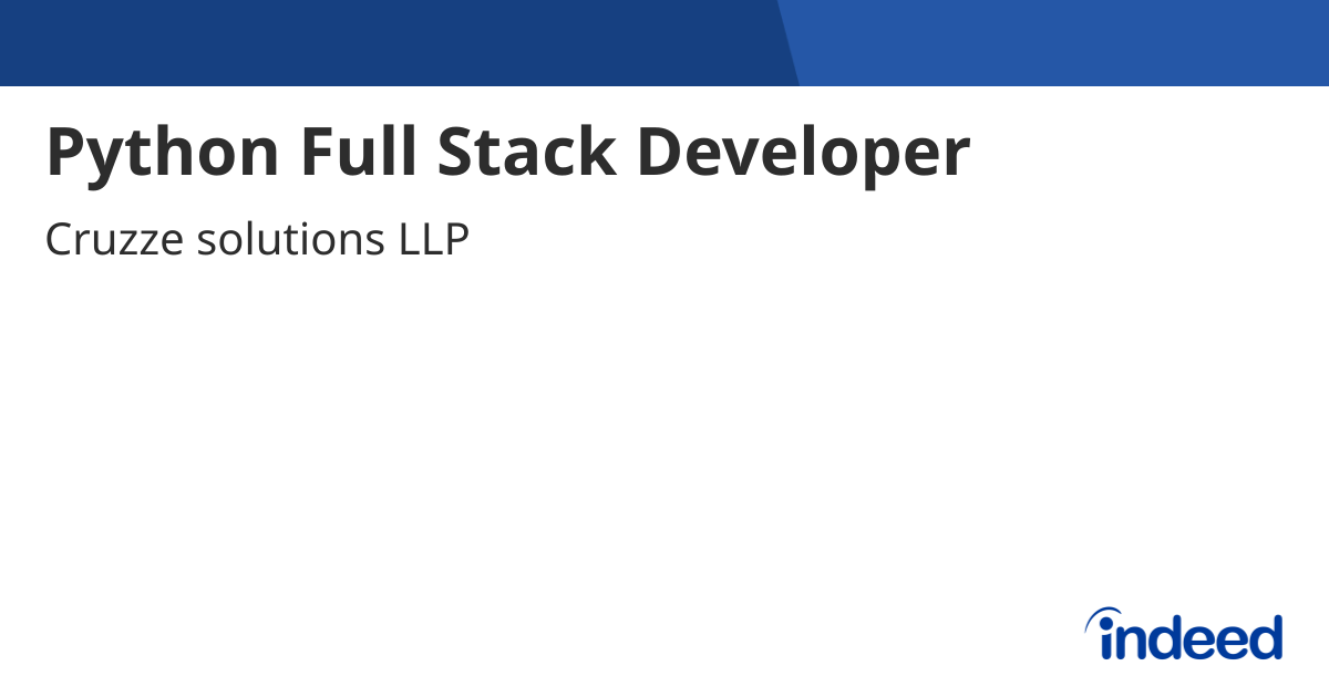 Python Full Stack Developer - Coimbatore, Tamil Nadu - Indeed.com