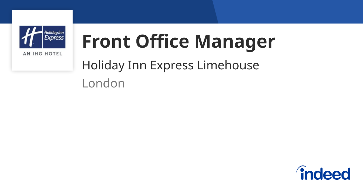 Front Office Manager - London E1W 3HN - Indeed.com