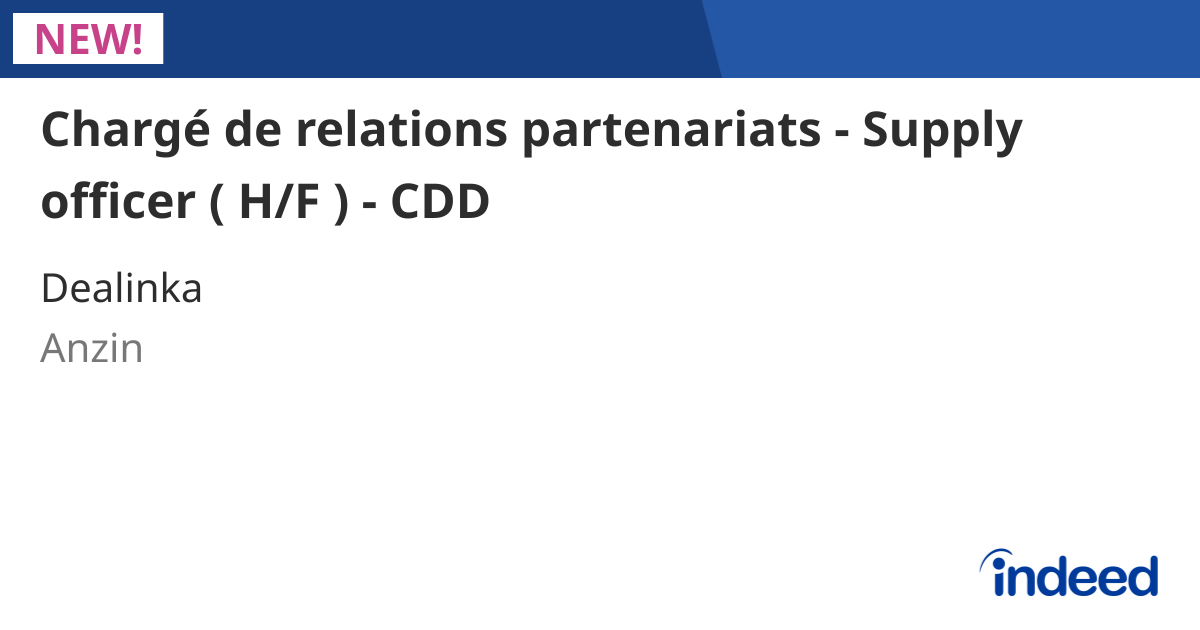 Chargé de relations partenariats - Supply officer ( H/F ) - CDD - 59410 ...