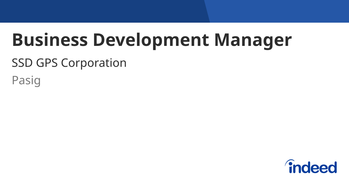 Business Development Manager - Pasig - Indeed.com