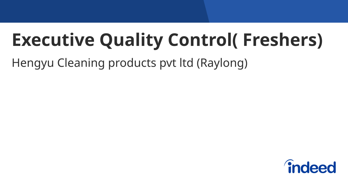 Executive Quality Control( Freshers) - Pune, Maharashtra - Indeed.com