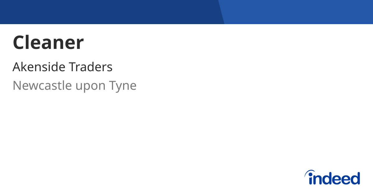 Cleaner - Newcastle upon Tyne NE1 1PQ - Indeed.com