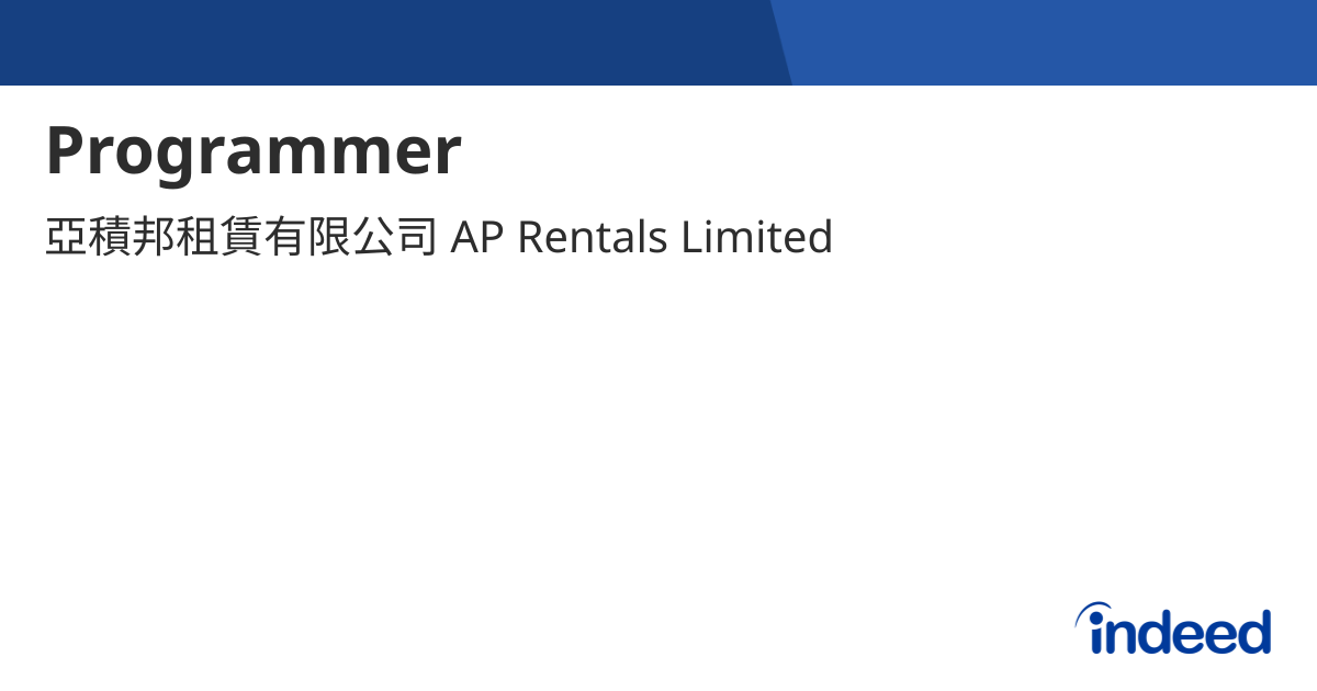 Programmer - Hong Kong - Indeed.com