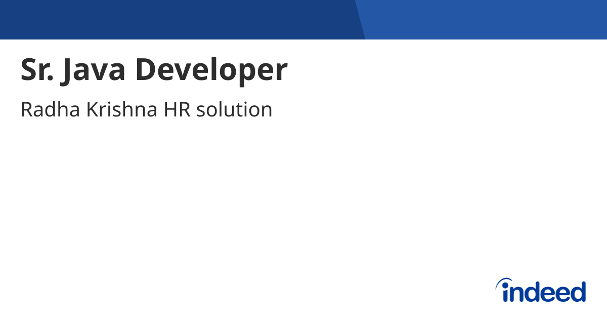 Sr. Java Developer - Hyderabad Jubilee Ho, Hyderabad, Telangana - Indeed.com