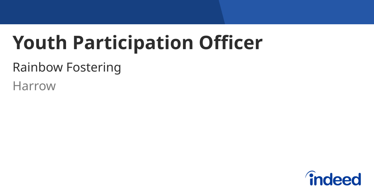 Youth Participation Officer - Harrow HA2 7SA - Indeed.com