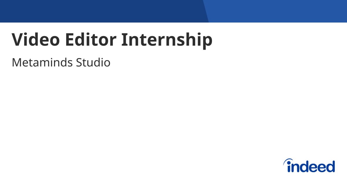 Video Editor Internship - Wagle Estate, Thane, Maharashtra - Indeed.com