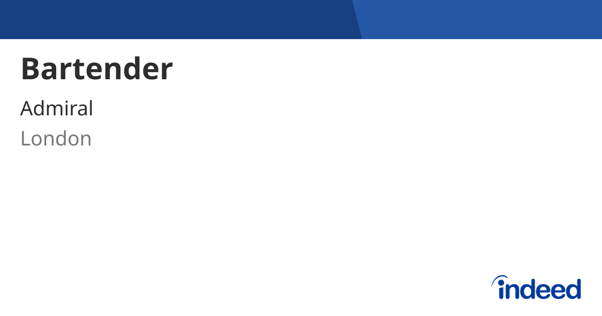 Bartender - London E14 - Indeed.com