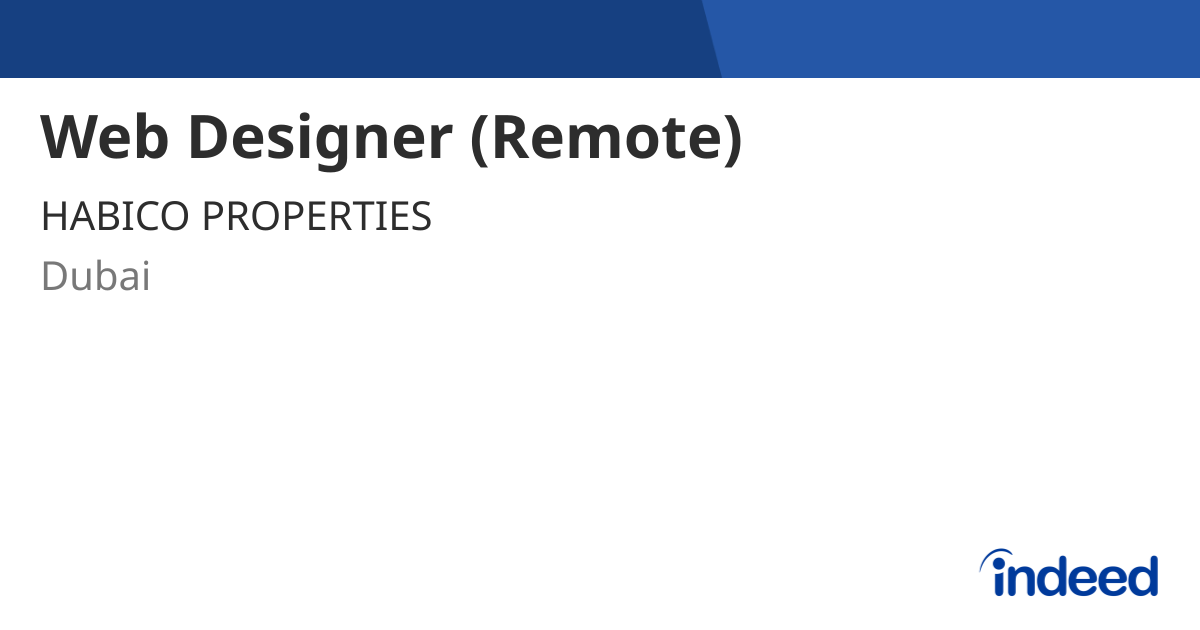 Web Designer (Remote) - Dubai - Indeed.com