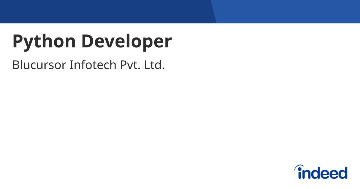Python Developer - Indore Pardesipura, Indore, Madhya Pradesh - Indeed.com