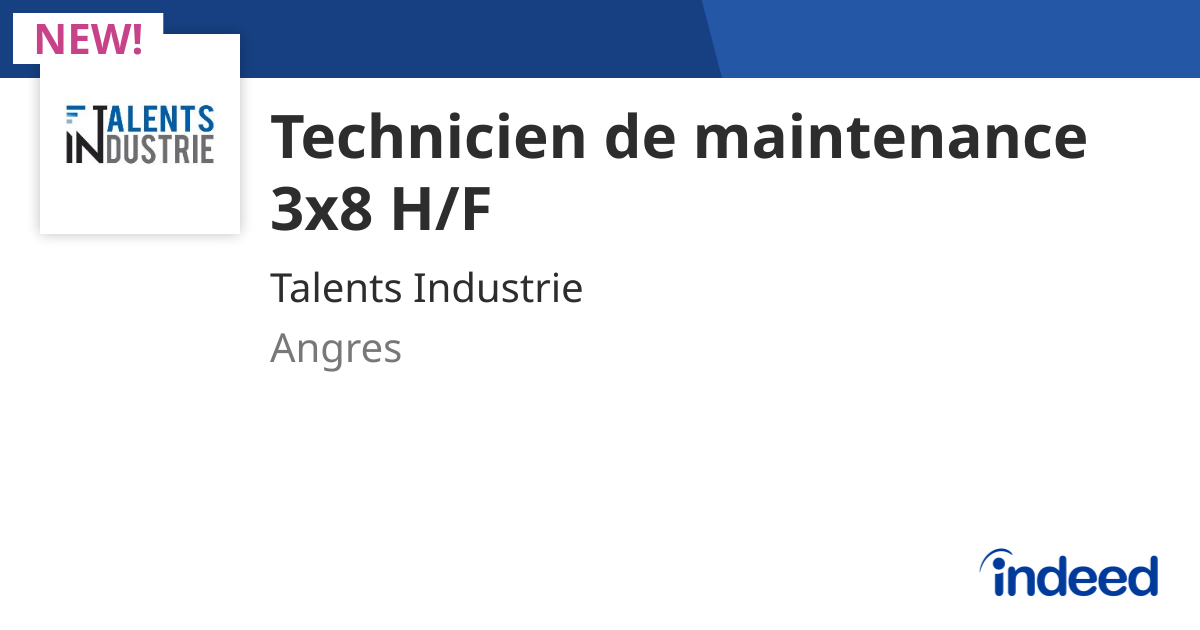 Technicien de maintenance 3x8 H/F - 62143 Angres - Indeed.com