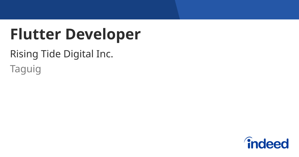 Flutter Developer - Taguig - Indeed.com